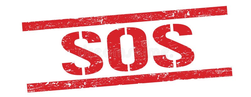 SOS Text on Red Vintage Lines Stamp Stock Illustration - Illustration ...