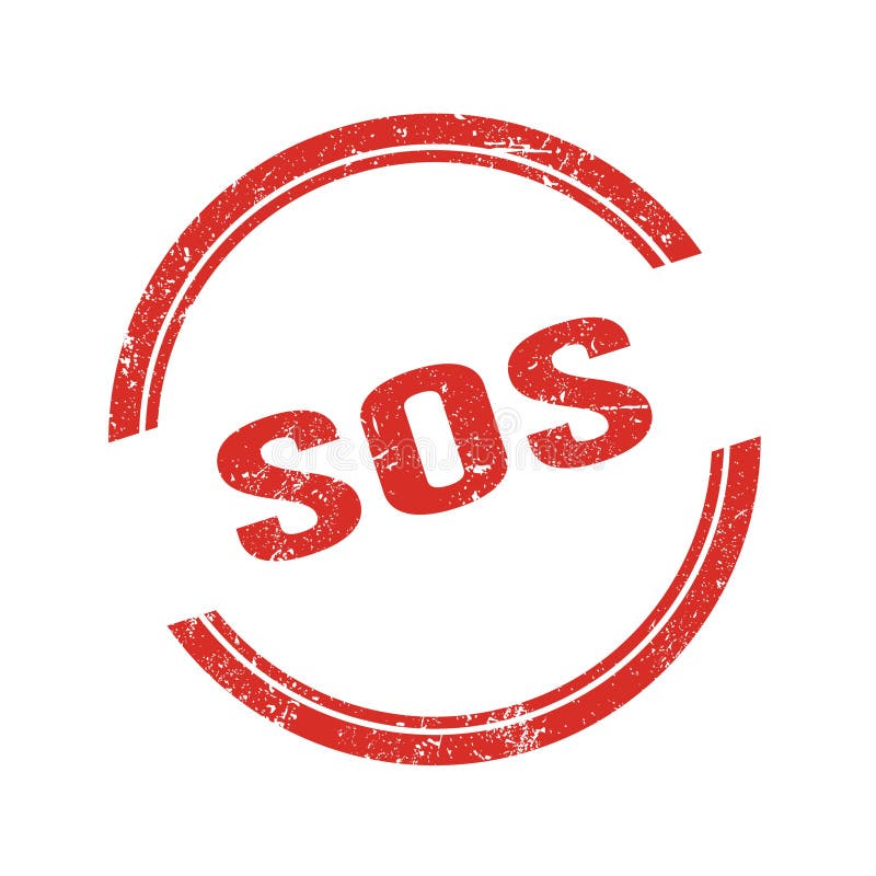 SOS Text Written on Red Grungy Round Stamp Stock Illustration ...