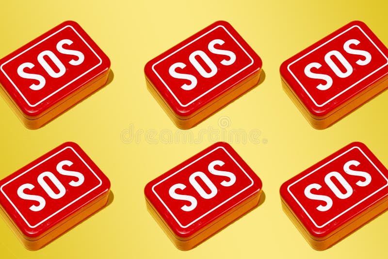 SOS Tool Kit Boxes on Yellow Banner Template Stock Image - Image of ...