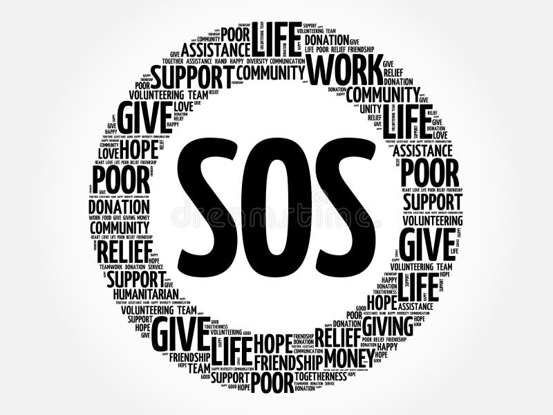 SOS word cloud collage stock illustration. Illustration of business ...