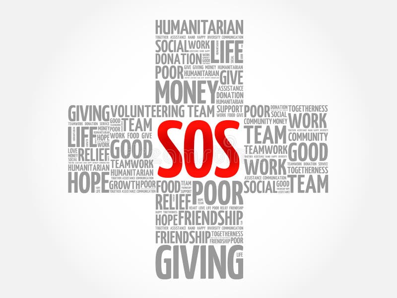 SOS word cloud collage stock illustration. Illustration of safety ...