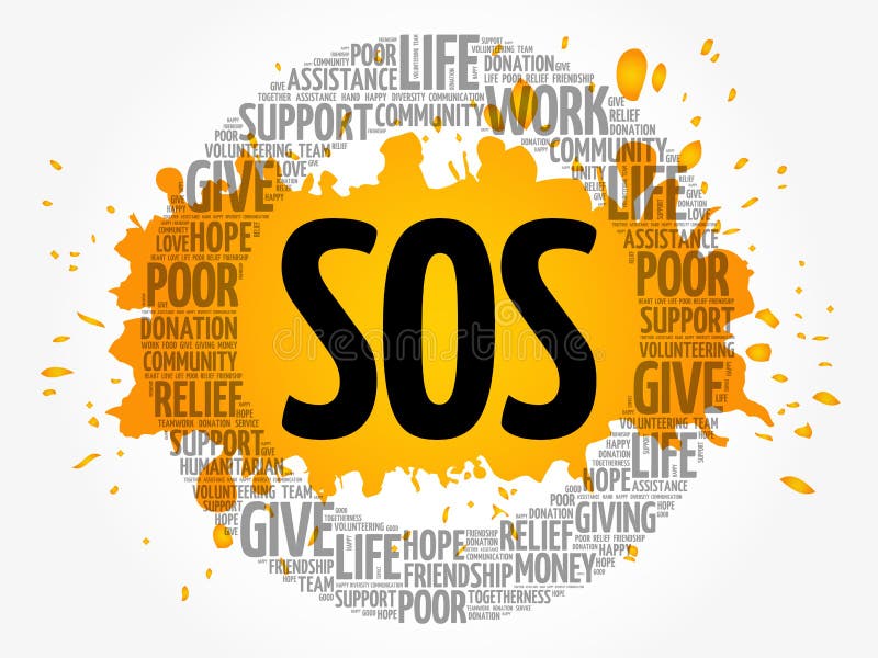 SOS word cloud collage stock illustration. Illustration of community ...