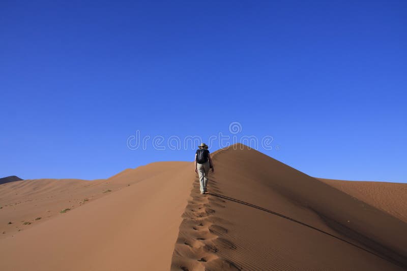 Sossusvleiand Que Sube La Duna De Arena Grande Imagen de archivo ...