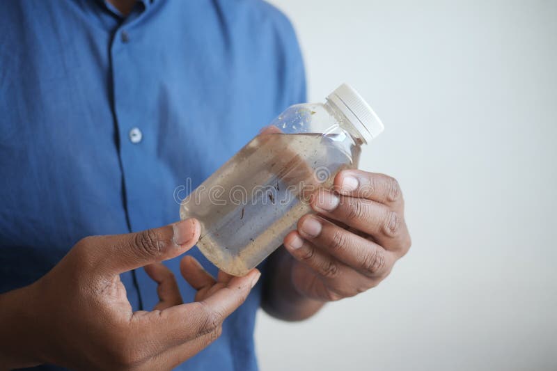 Sosteniendo Una Botella Sucia De Agua Imagen de archivo - Imagen de ...