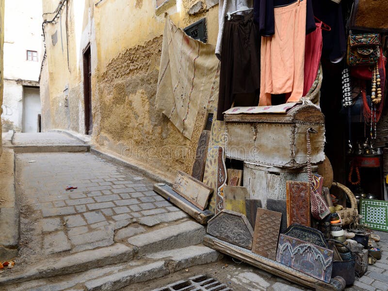 Souk Bazaar in the Moroccan Old Town - Medina Stock Photo - Image of ...
