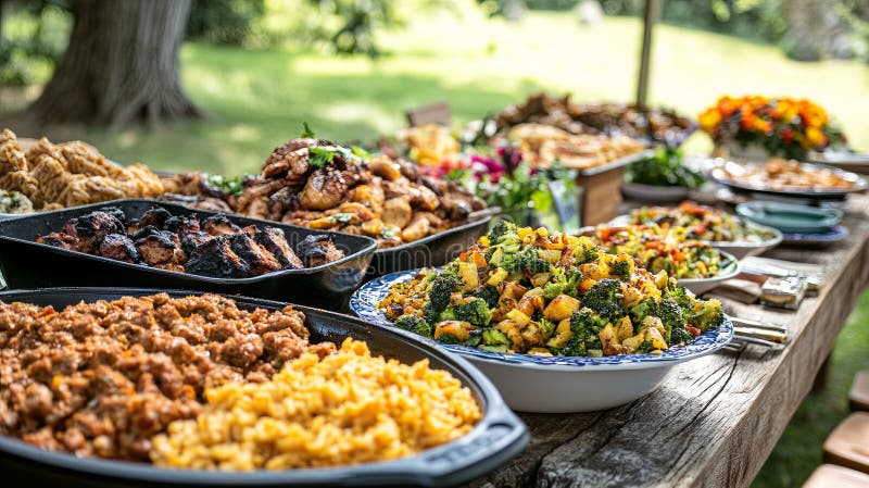 Soul Food Served on a Rustic Table at a Juneteenth Dinner Gathering Pic ...