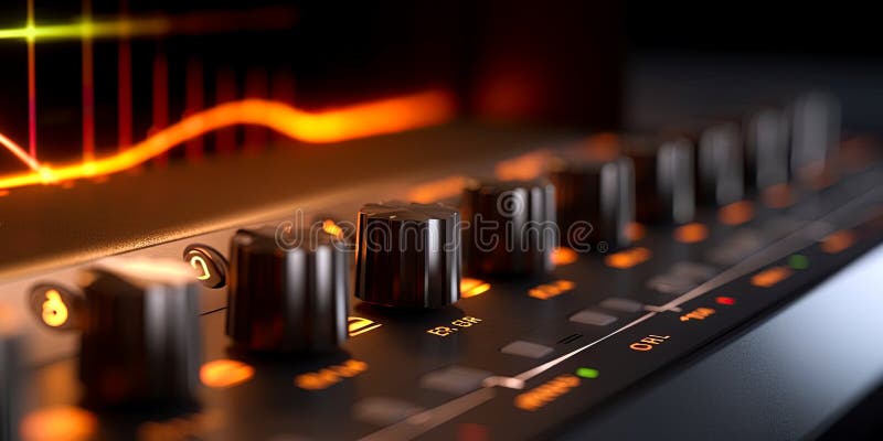 Sound and Audio Mixer Control Panel with Buttons and Sliders ...