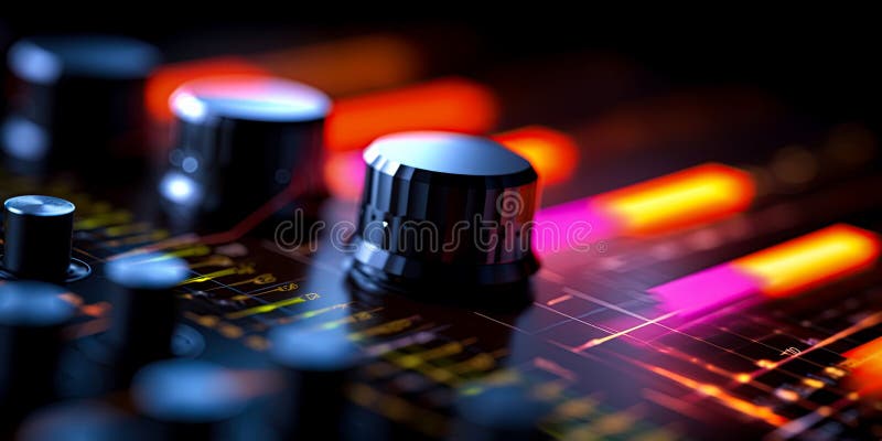 Sound and Audio Mixer Control Panel with Buttons and Sliders ...