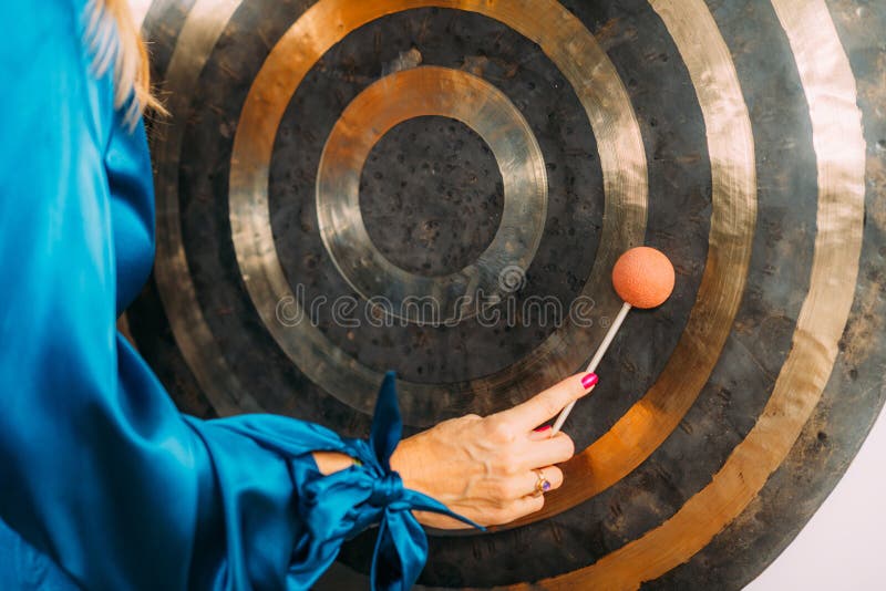 Sound Bath Therapy, Playing Gong Stock Photo - Image of meditation ...