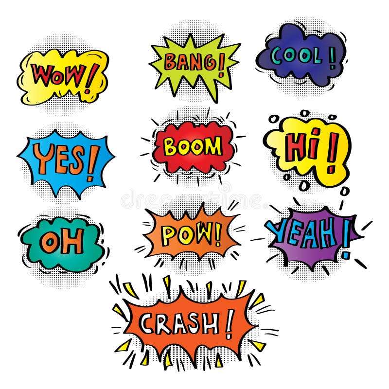 Sound Bubble Speech with Word and Comic Cartoon Expression. Stock ...