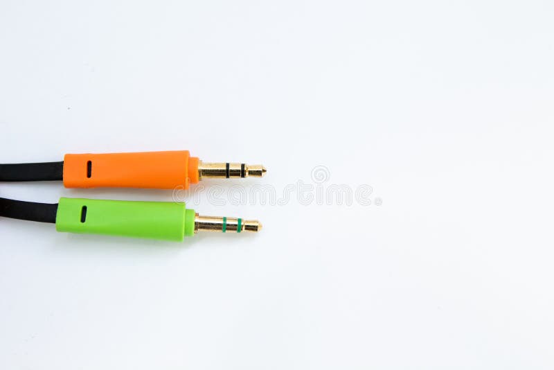 Sound Cable for External Computer Speakers Stock Image - Image of green ...