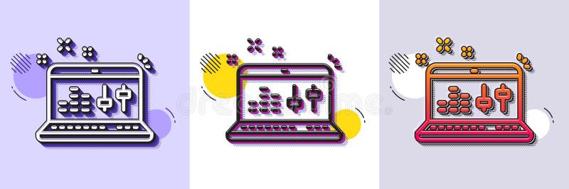 Sound Check Line Icon. DJ Controller Sign. Halftone Dotted Pattern ...