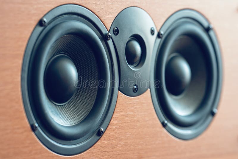 Sound Column with Black Speaker Close-up Stock Photo - Image of woofer ...