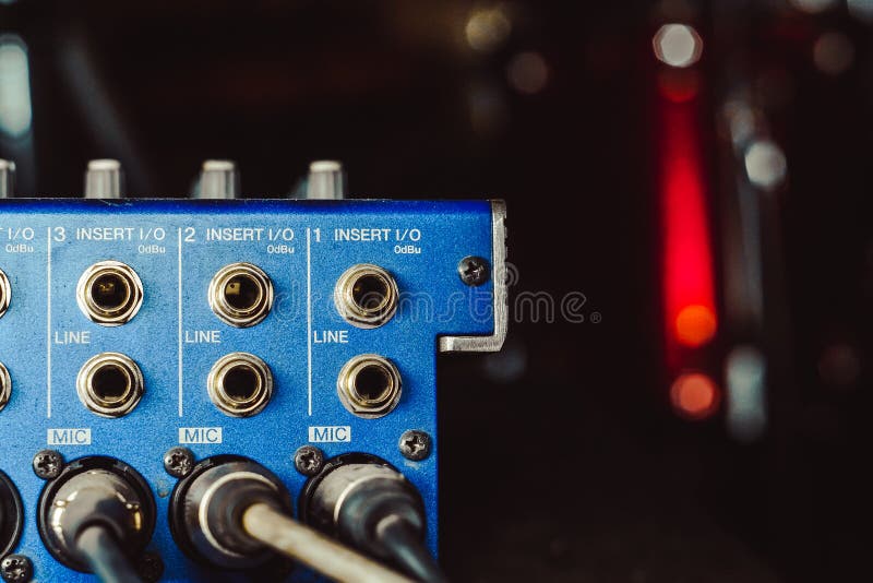 Sound Connectors Included in the Audio Mixer. Stock Photo - Image of ...