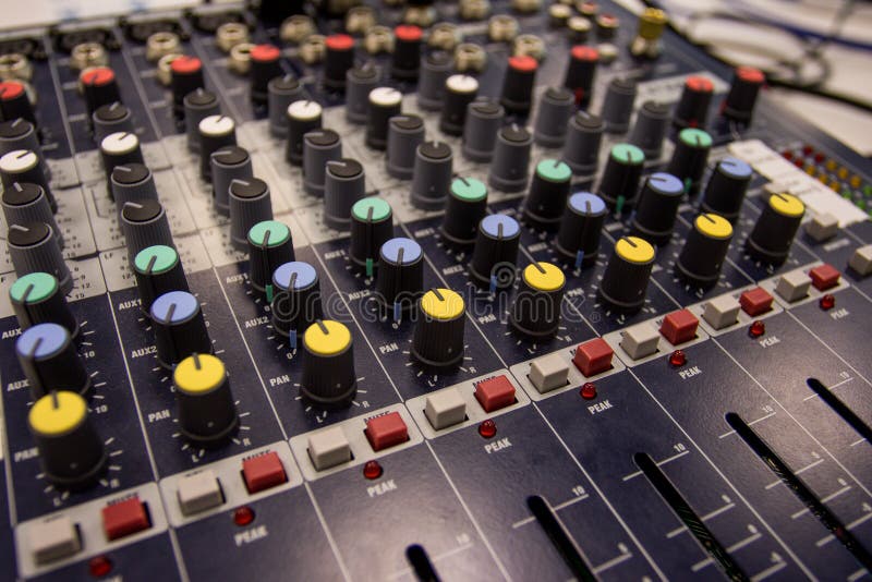 Sound Console during Live Online Stock Image - Image of record ...