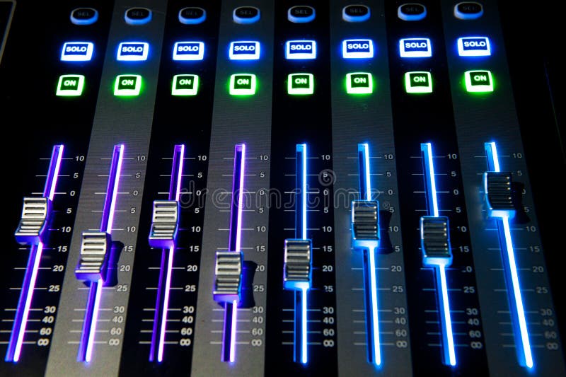 Sound Control with LED Backlight, Sound Equipment. Stock Image - Image ...
