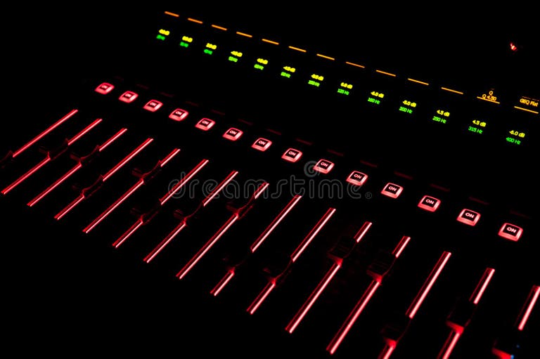 Sound Control with LED Backlight, Sound Equipment. Stock Image - Image ...
