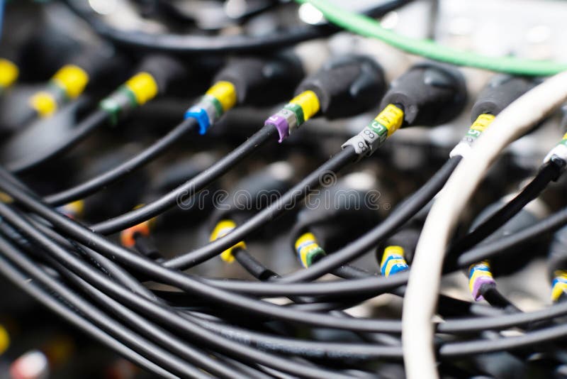 Sound Control Panel. Large Quantities of XLR Connectors and Wires Stock ...