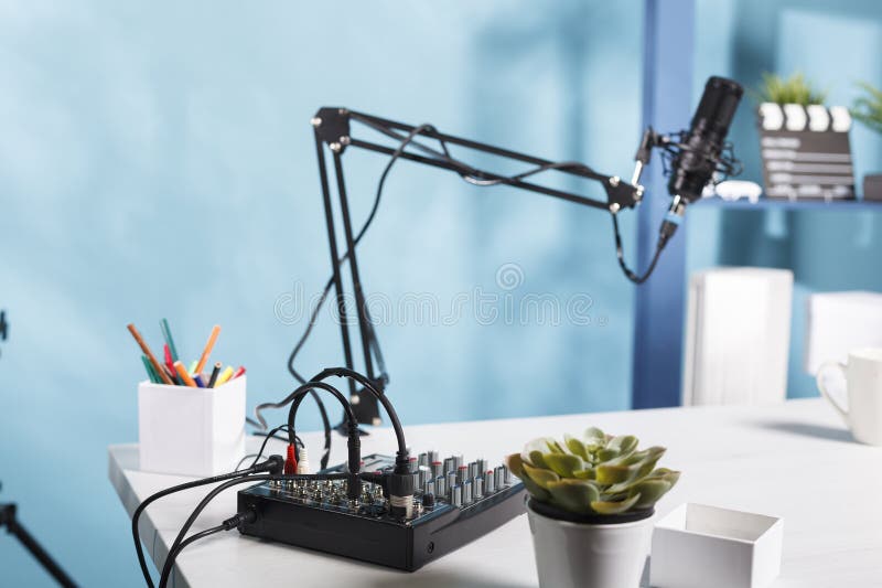 Sound Controller and Mic on Table Stock Image - Image of filming, gear ...