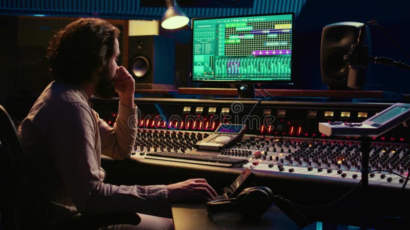 Sound Designer Relaxing on Studio Chair after Mixing and Mastering ...