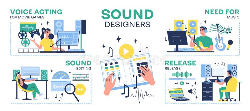 Sound Designers Infographic Set Stock Vector - Illustration of ...