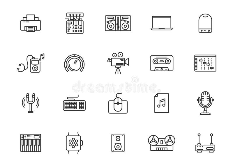 Sound Device Phone Computer Headphone Vector Audio Music Device Line ...