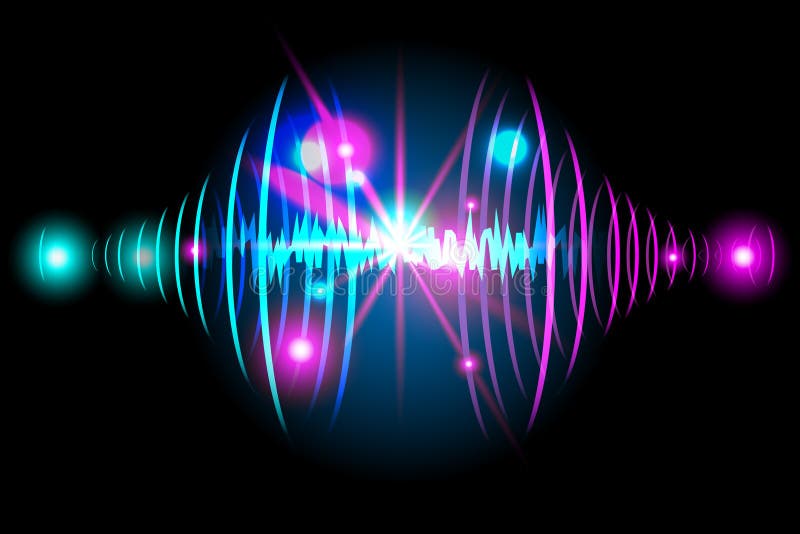 Sound Effect with Fireflies Rays of Light and Sound Waves Stock Vector ...