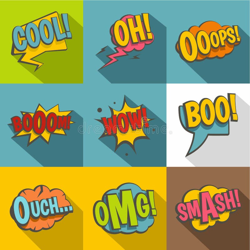 Sound Effects Icon Set, Flat Style Stock Vector - Illustration of ...