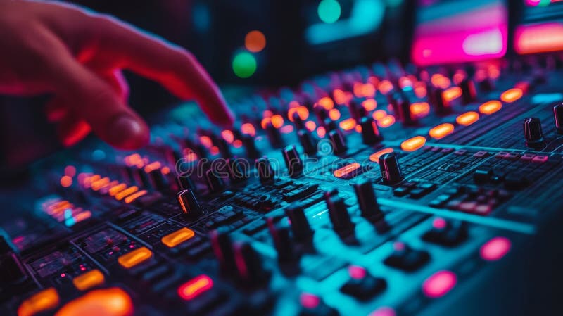 Sound Engineer Adjusting Audio Mixer, Music Production, Mixing Console ... Sound Engineer Adjusting Audio Mixer, Music Production, Mixing Console ...