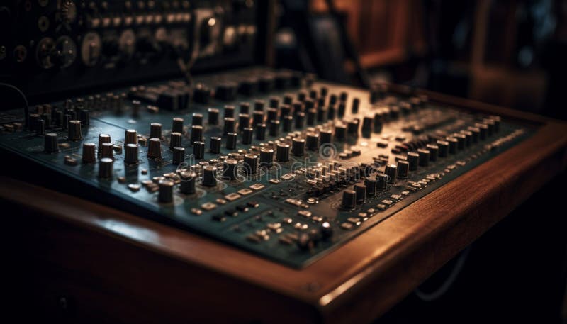 Sound Engineer Adjusts Knobs on Mixing Desk Generated by AI Stock ...