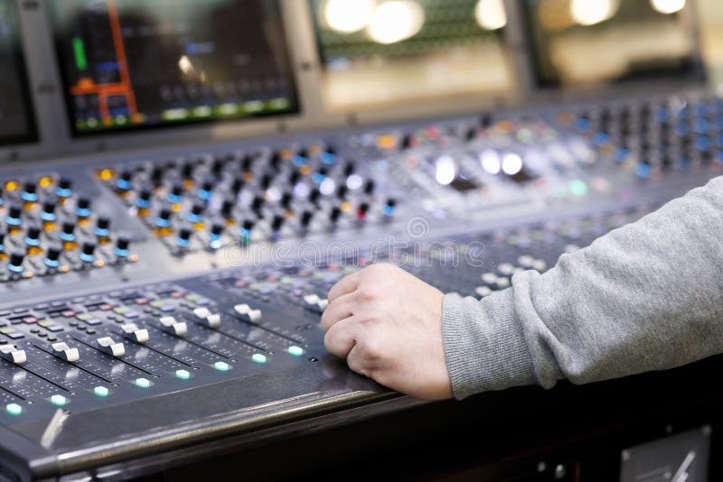 Sound Engineer and Audio Mixing Console in Studio Stock Image - Image ...
