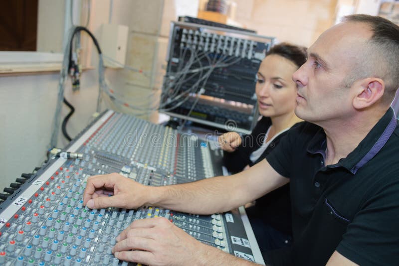 Sound Engineer Co-working in Mission Stock Image - Image of song ...