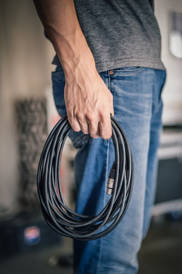 Sound Cables Connected in a Mixing Console at the Soundcheck for an ...