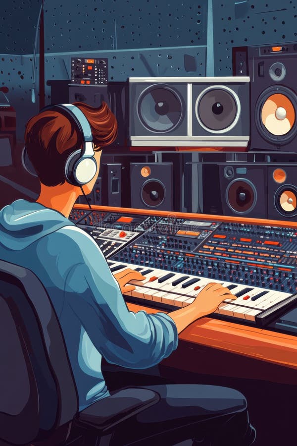 Sound Engineer Mastering Tracks in a Modern Recording Studio during ...