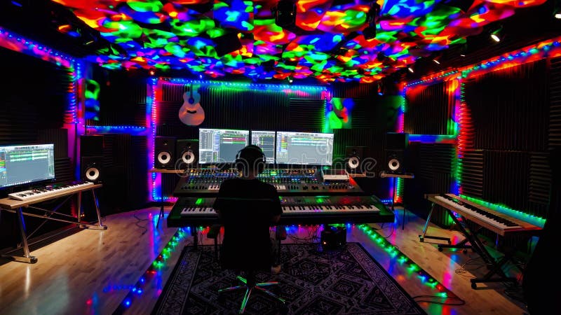 Sound Engineer Mixing Electronic Tracks at Home Studio, Manipulating ...