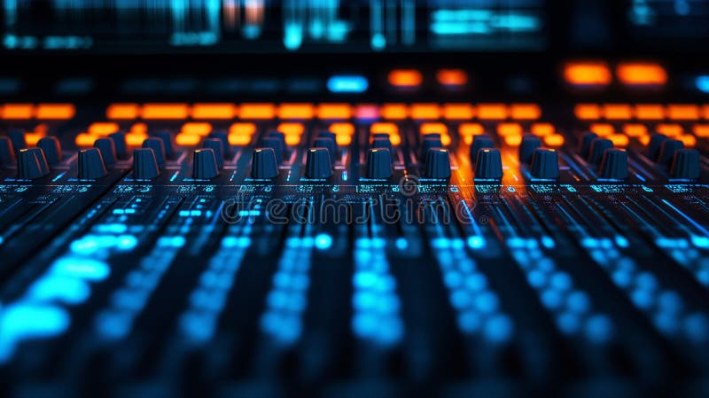 Sound Engineer Mixing Tracks on a Digital Console in a Modern Recording ...