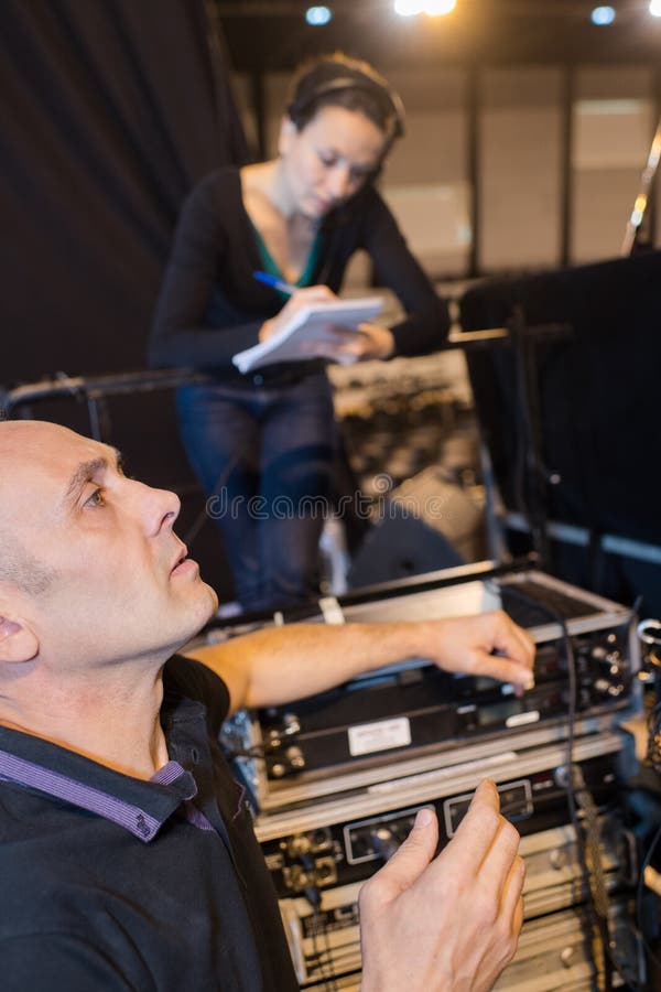 Sound Engineer on Recording Studio Background Stock Photo - Image of ...
