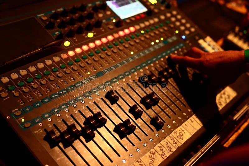 Sound Engineer S Hand and Mixer Console, Workplace Stock Photo - Image ...