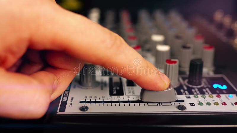 Sound Engineer Using Main Control Fader Stock Video - Video of hand ...