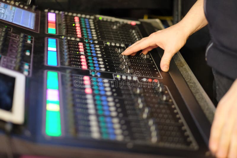 The sound engineer at work stock photo. Image of display - 110867290