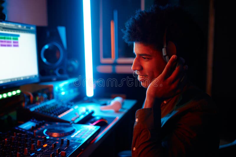 Sound Engineer Work on Sound Mixer Control Panel Stock Image - Image of ...