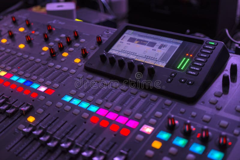 Sound Engineering Running the Console during a Concert. Focus in the ...