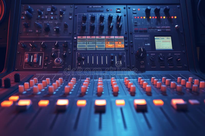 Sound Engineering Setup Professional Audio Mixer Control Panel Close Up ...