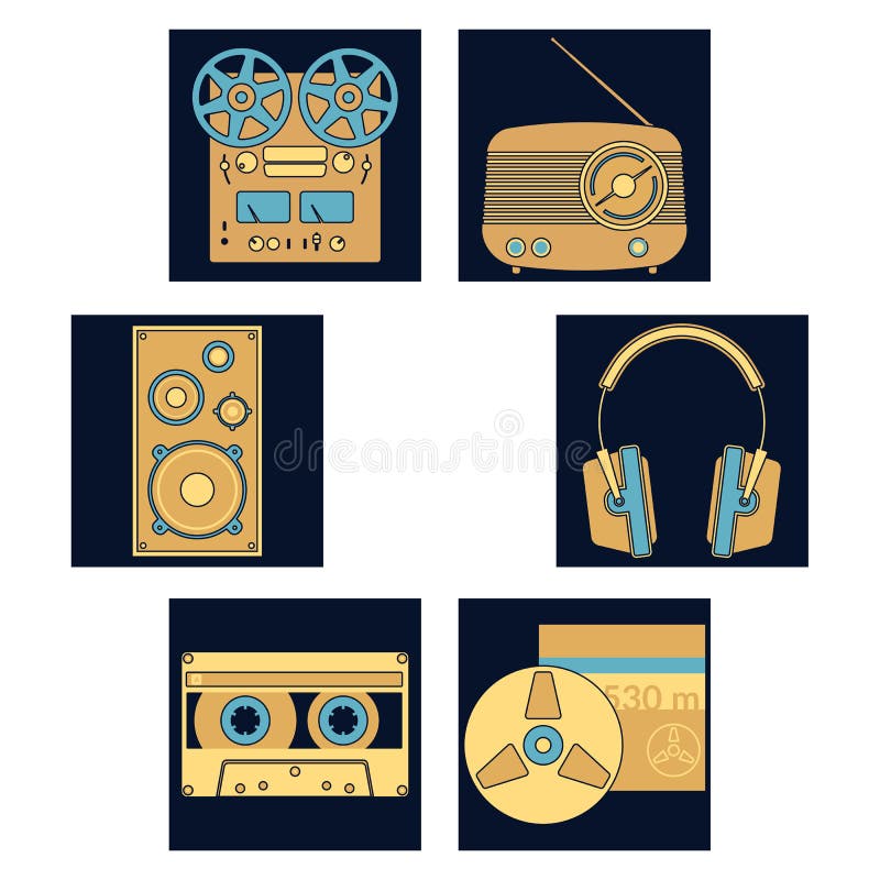 Sound equipment icons stock illustration. Illustration of button - 63285802