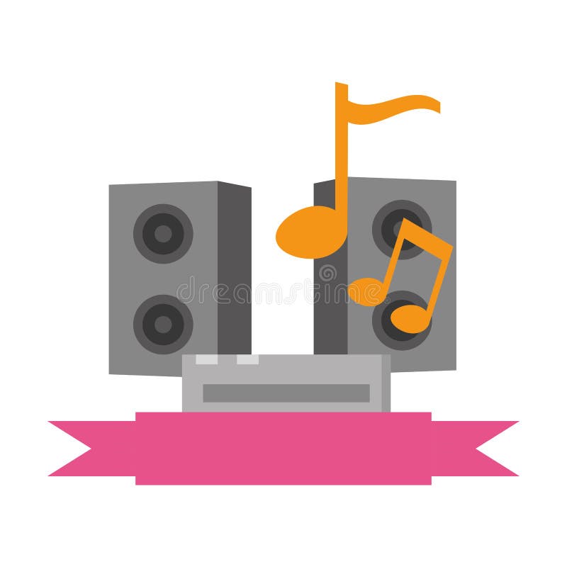 Sound Equipment with Musical Notes Icon Stock de ilustración ...