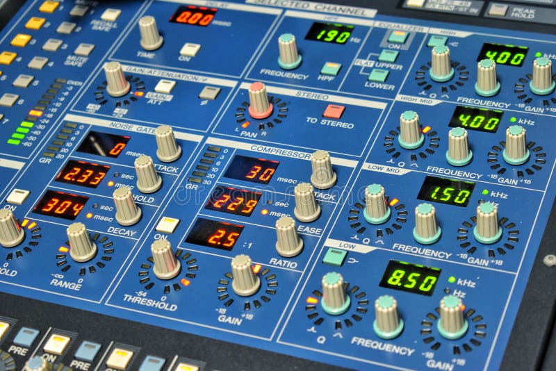 Sound Equipment in Outside Broadcasting Van. Stock Photo - Image of ...