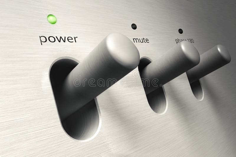 Sound System Hi-Fi Amplifier Front Panel. Toggle Switches on the ...
