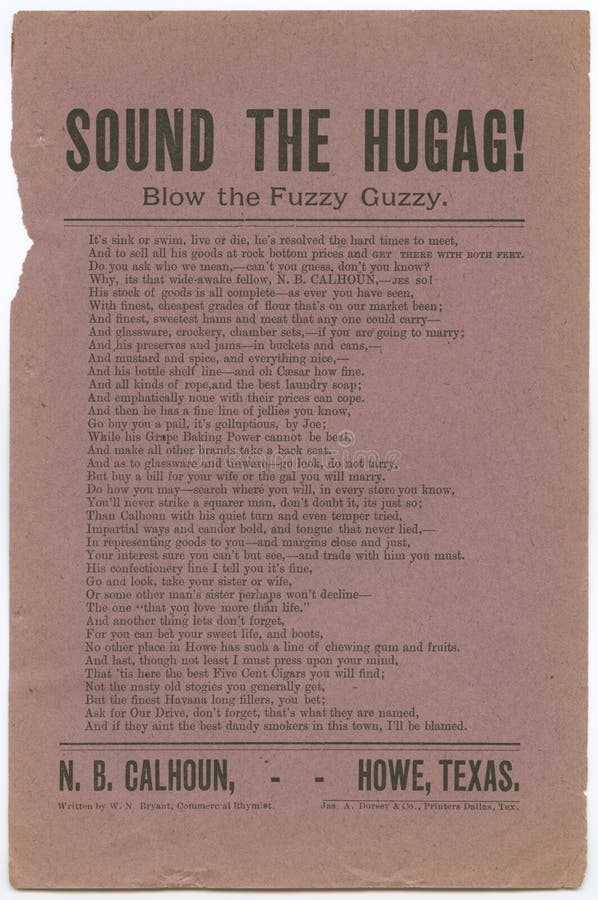 Sound The Hugag! [N.B. Calhoun, Merchant, Howe, Tex.] Picture. Image ...