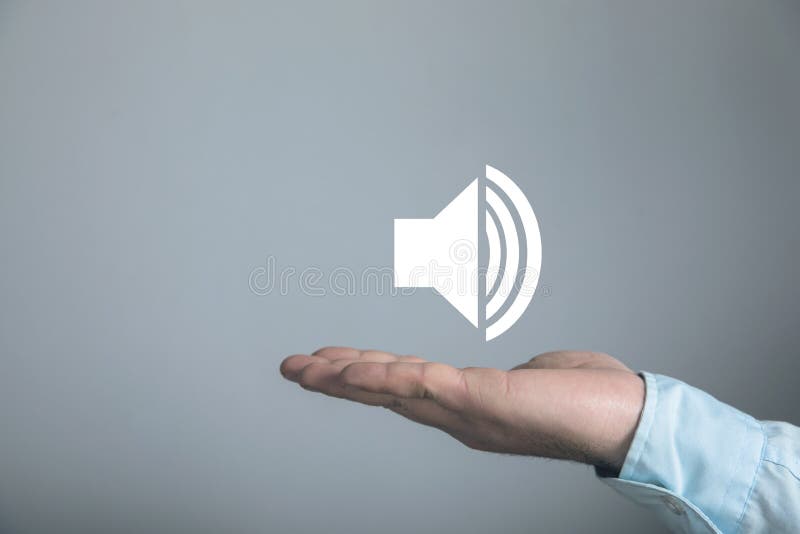 Sound on Icon. Man Holding in His Hand Stock Photo - Image of louder ...