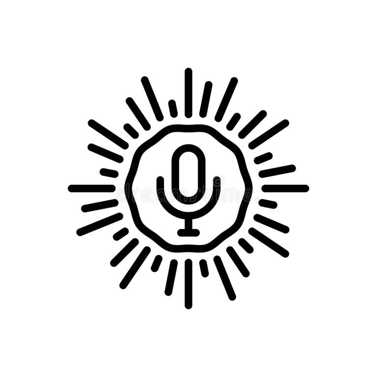 Black Line Icon for Sound, Sound Pressure and Mike Stock Vector ...